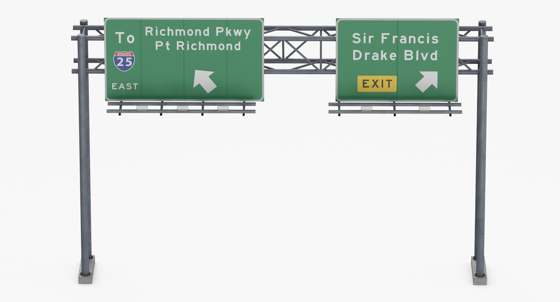 3D Green Direction Highway Signs 02 Blank And Labeled - TurboSquid 1893607