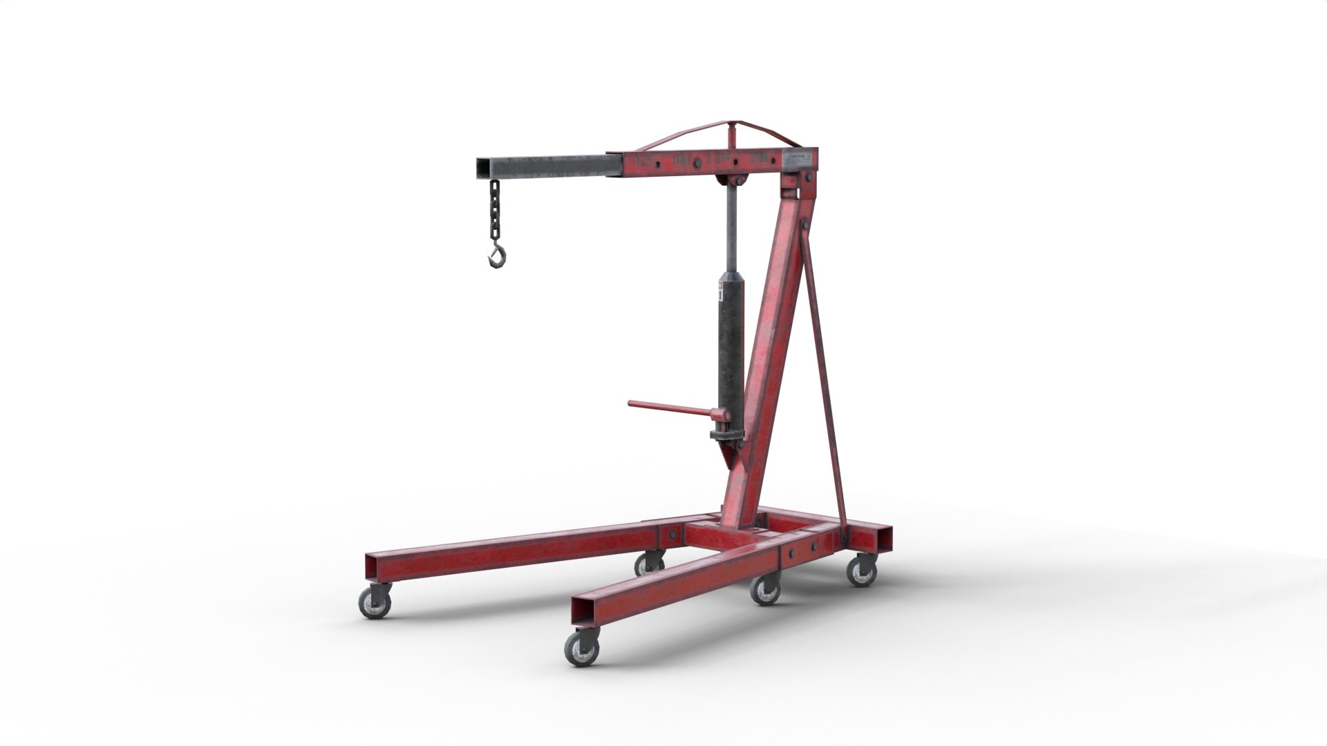 3D Hydraulic Engine Hoist - Weathered And Worn Low-poly 3D Model ...