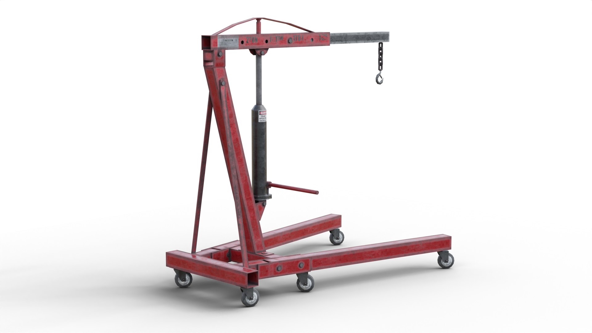 3D Hydraulic Engine Hoist - Weathered And Worn Low-poly 3D Model ...