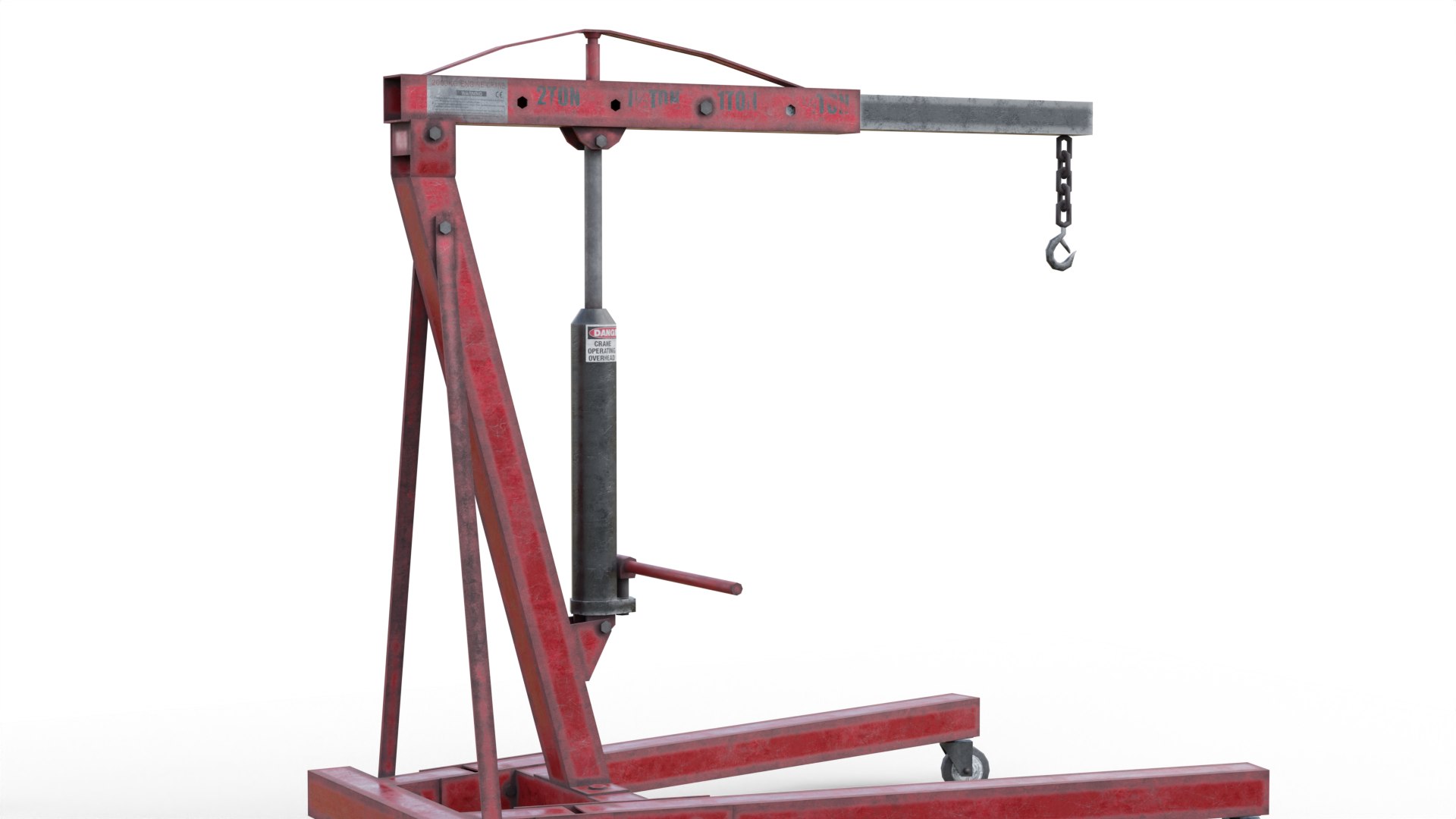 3D Hydraulic Engine Hoist - Weathered And Worn Low-poly 3D Model ...