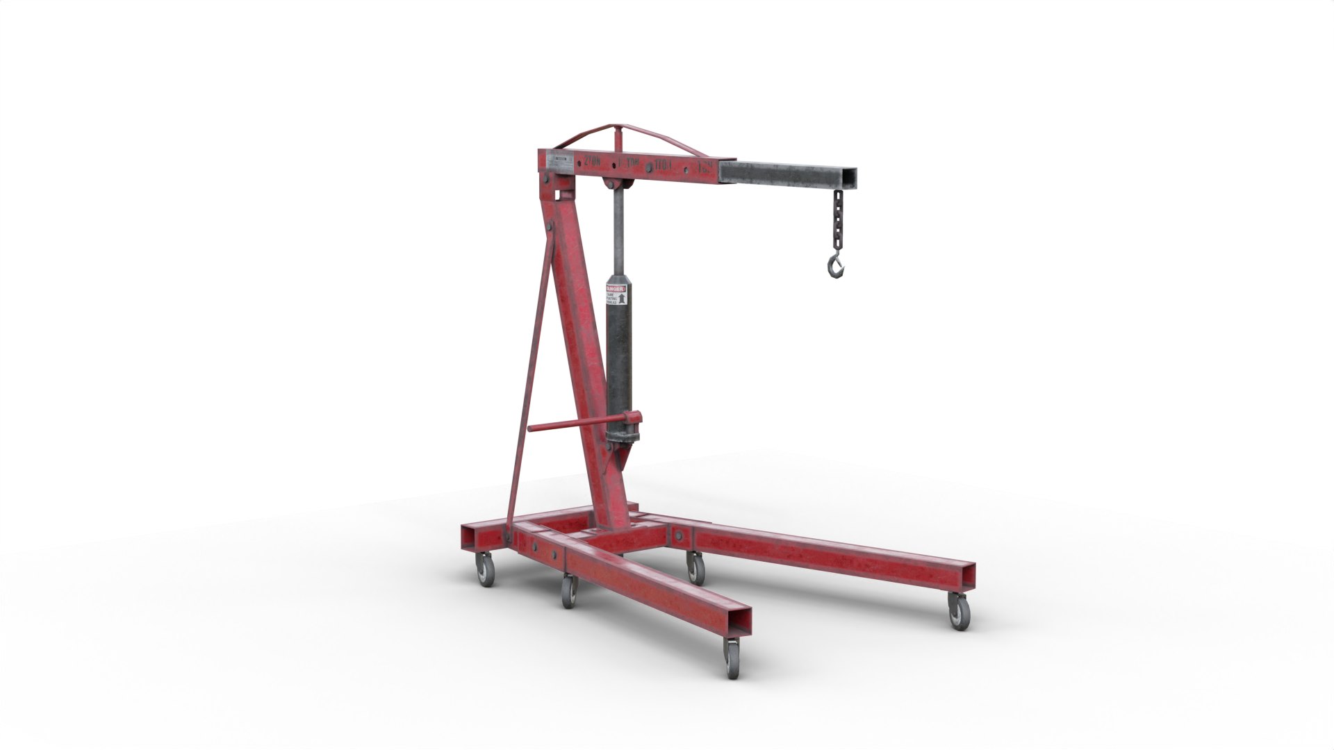 3D Hydraulic Engine Hoist - Weathered And Worn Low-poly 3D Model ...