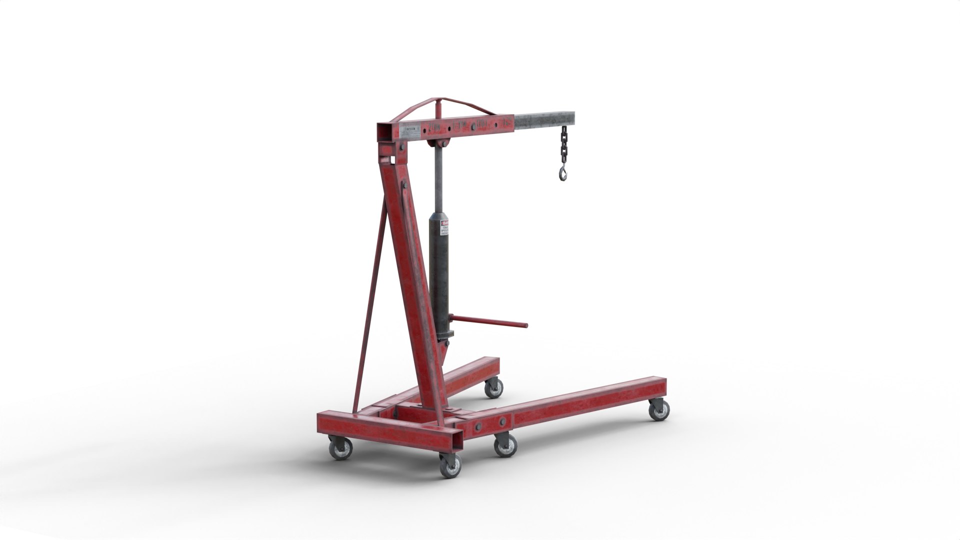 3D Hydraulic Engine Hoist - Weathered And Worn Low-poly 3D Model ...