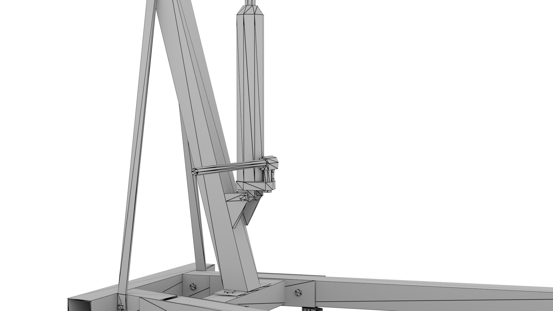 3D Hydraulic Engine Hoist - Weathered And Worn Low-poly 3D Model ...
