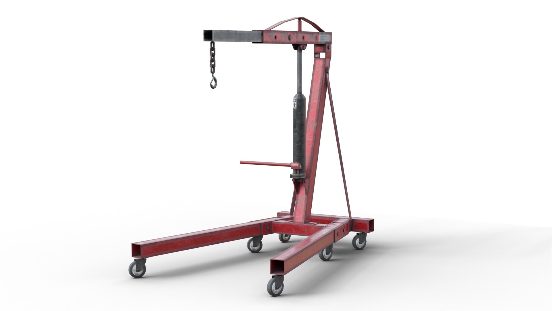 3D Hydraulic Engine Hoist - Weathered And Worn Low-poly 3D Model ...
