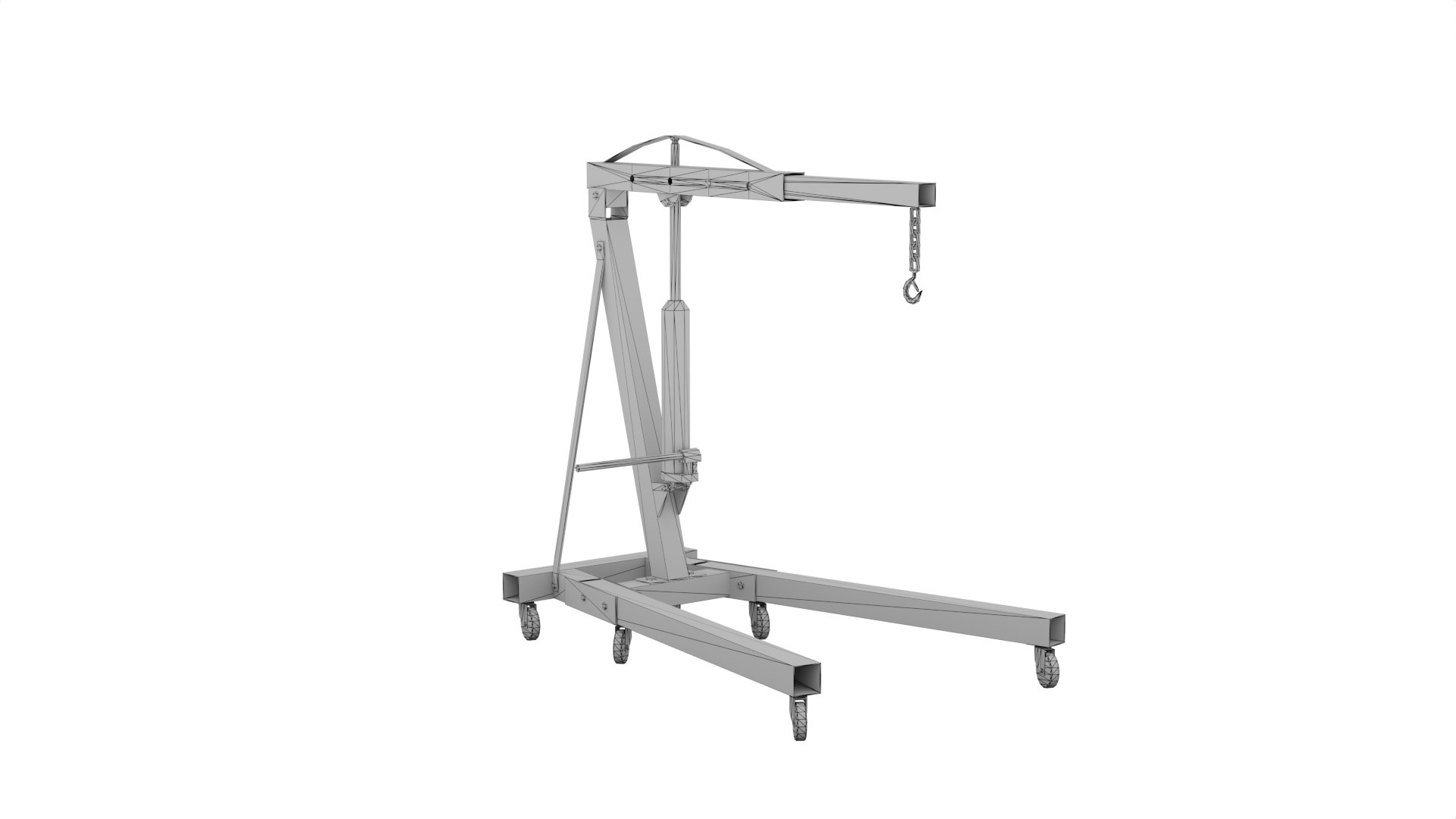 3D Hydraulic Engine Hoist - Weathered And Worn Low-poly 3D Model ...