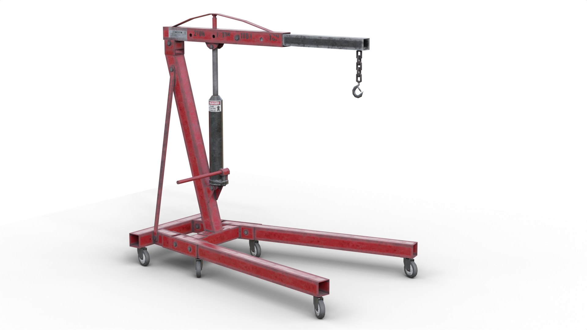 3D Hydraulic Engine Hoist - Weathered And Worn Low-poly 3D Model ...