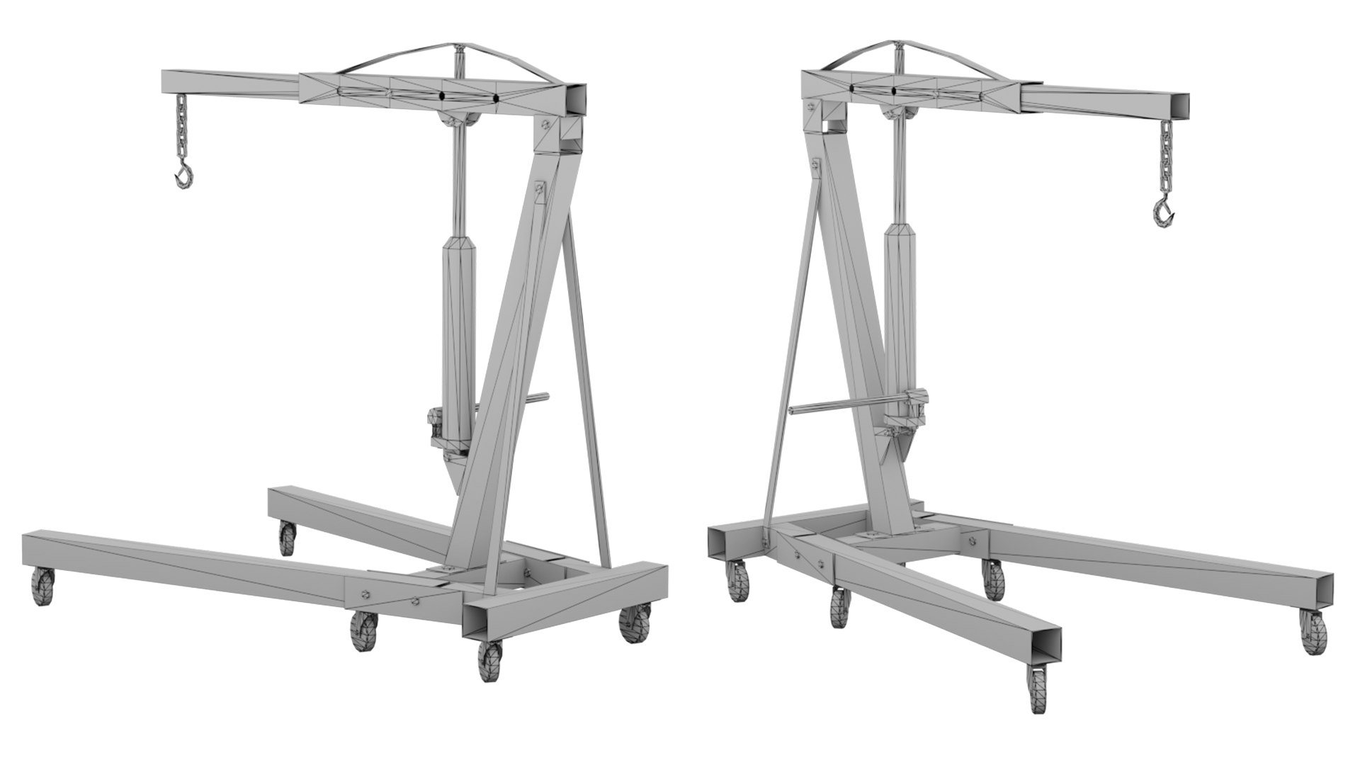3D Hydraulic Engine Hoist - Weathered And Worn Low-poly 3D Model ...