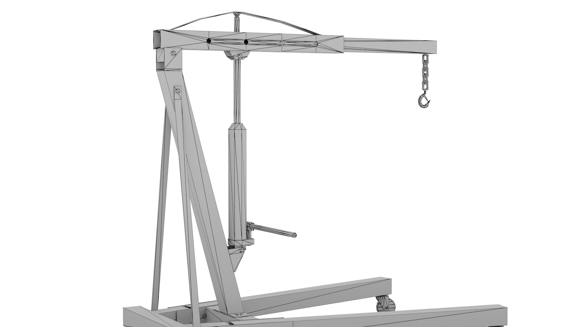 3D Hydraulic Engine Hoist - Weathered And Worn Low-poly 3D Model ...