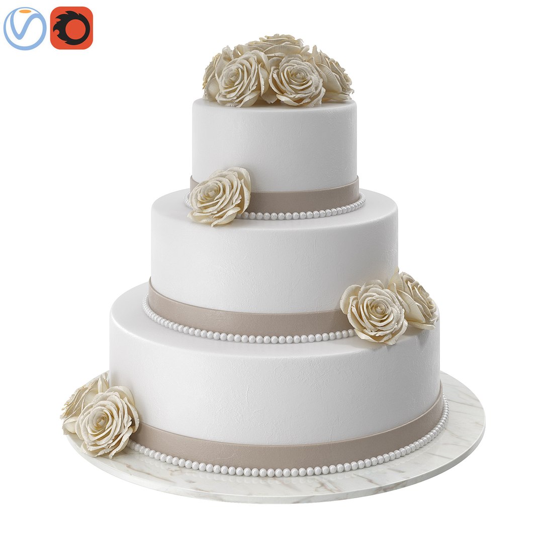 3D White Wedding Cake Model - TurboSquid 1384490