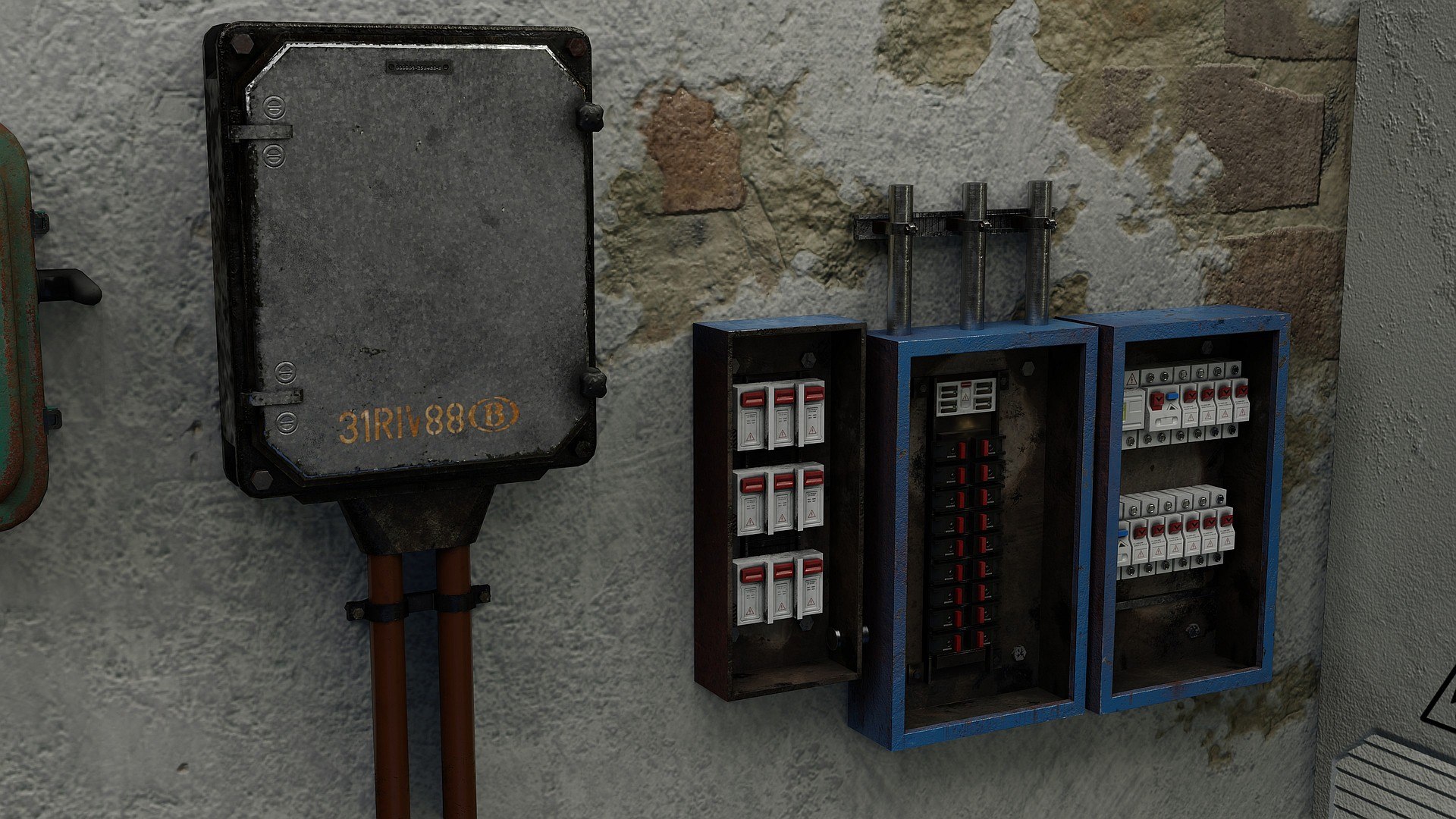 3D Utility Electric Wall Fuse Boxes Props - TurboSquid 1726128