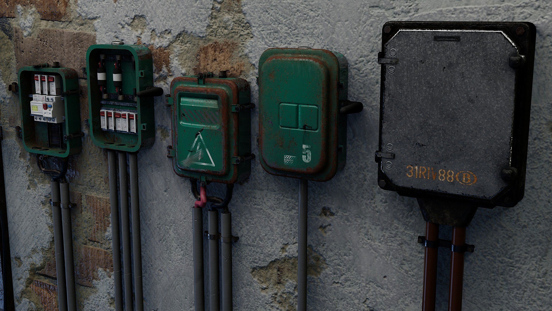 3D Utility Electric Wall Fuse Boxes Props - TurboSquid 1726128