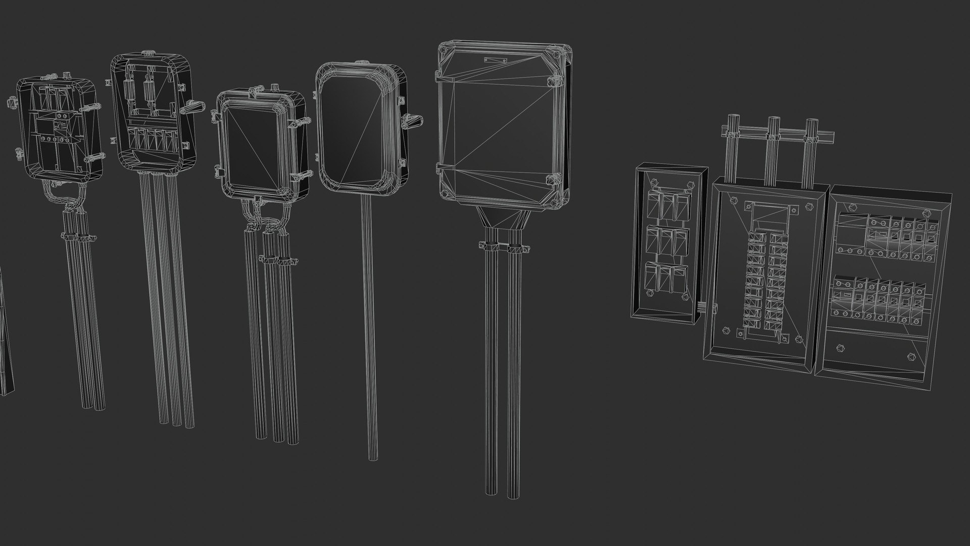 3D Utility Electric Wall Fuse Boxes Props - TurboSquid 1726128