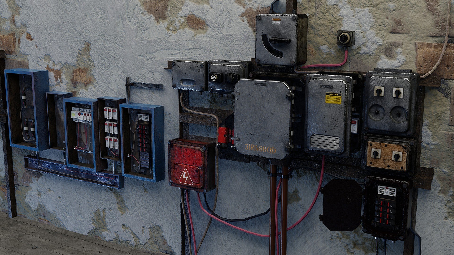 3D Utility Electric Wall Fuse Boxes Props - TurboSquid 1726128