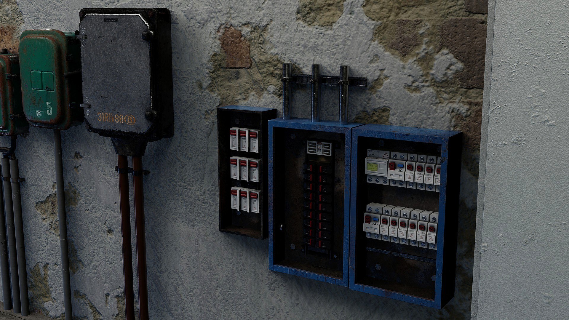 3D Utility Electric Wall Fuse Boxes Props - TurboSquid 1726128