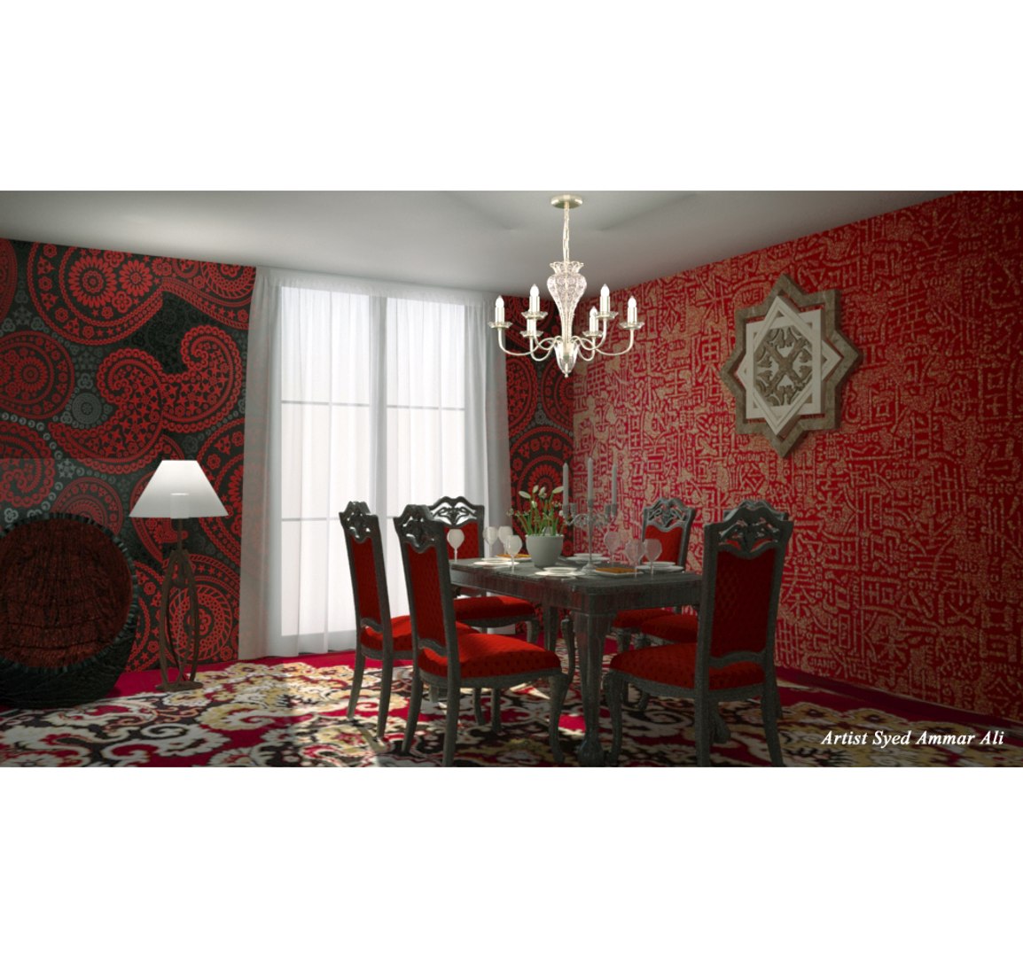 3d model interior red