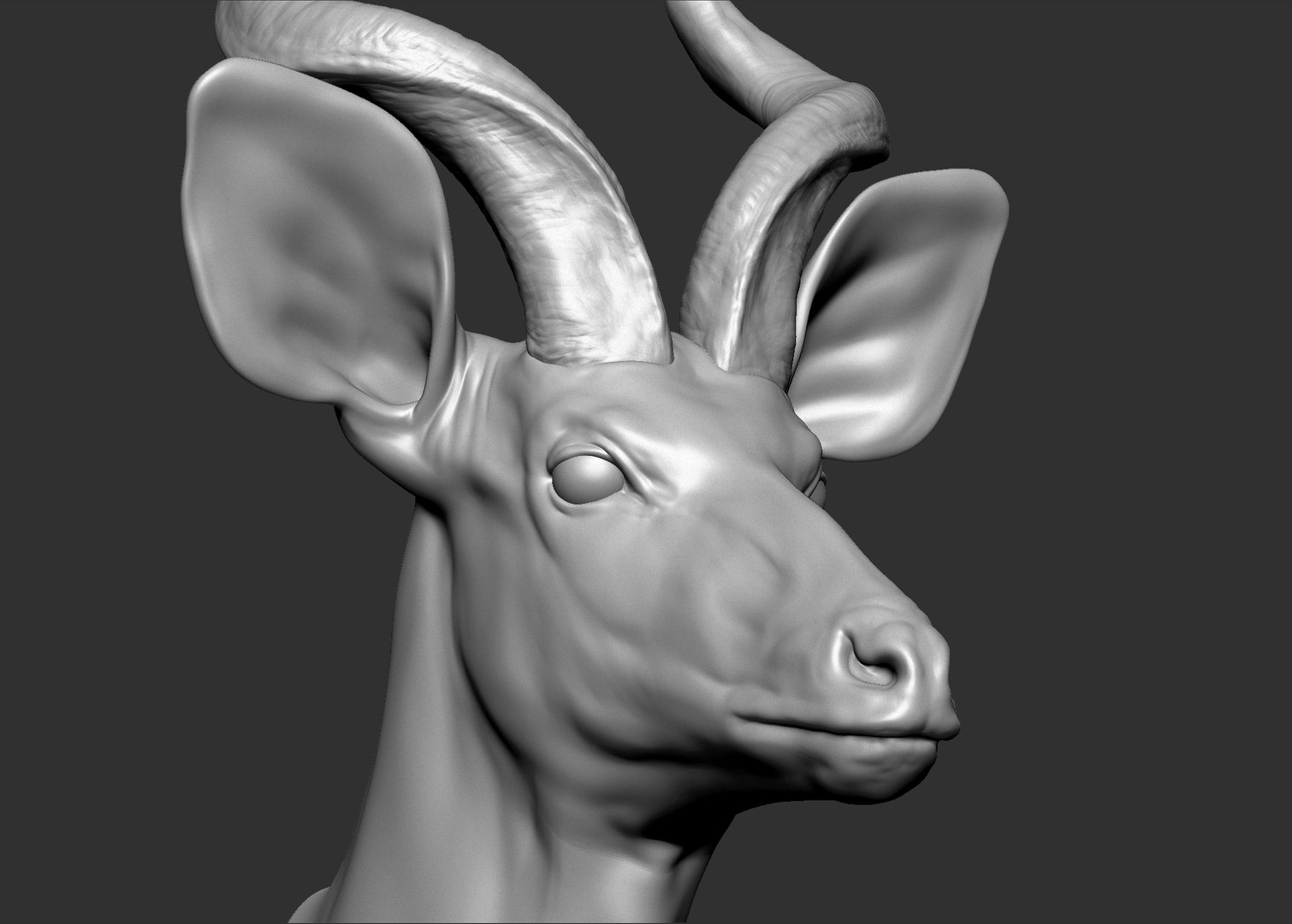 3D Greater Kudu Head Sculpture Model - TurboSquid 1426063