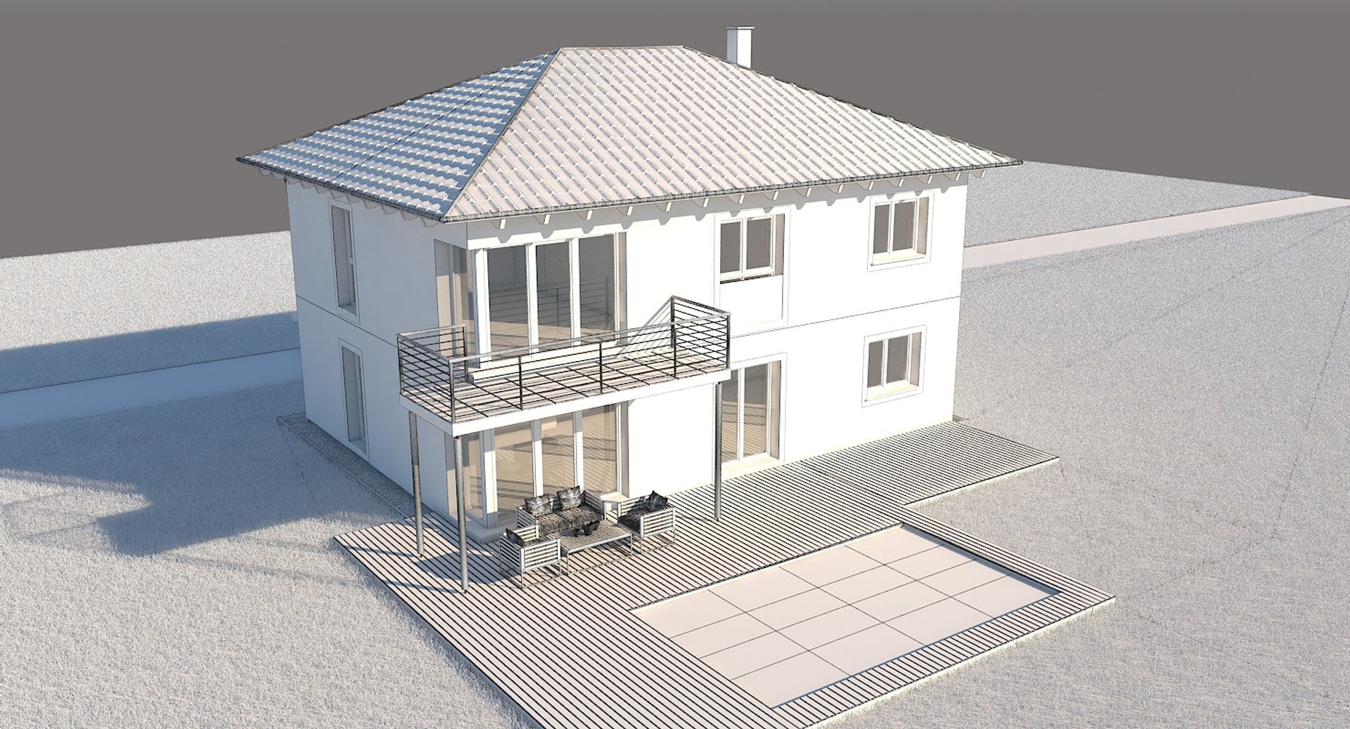 Modern Single Family Home 3d Model