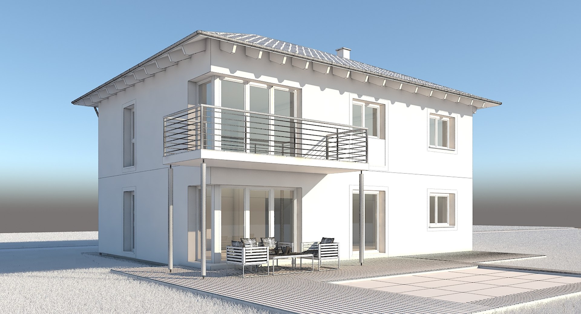 Modern Single Family Home 3d Model
