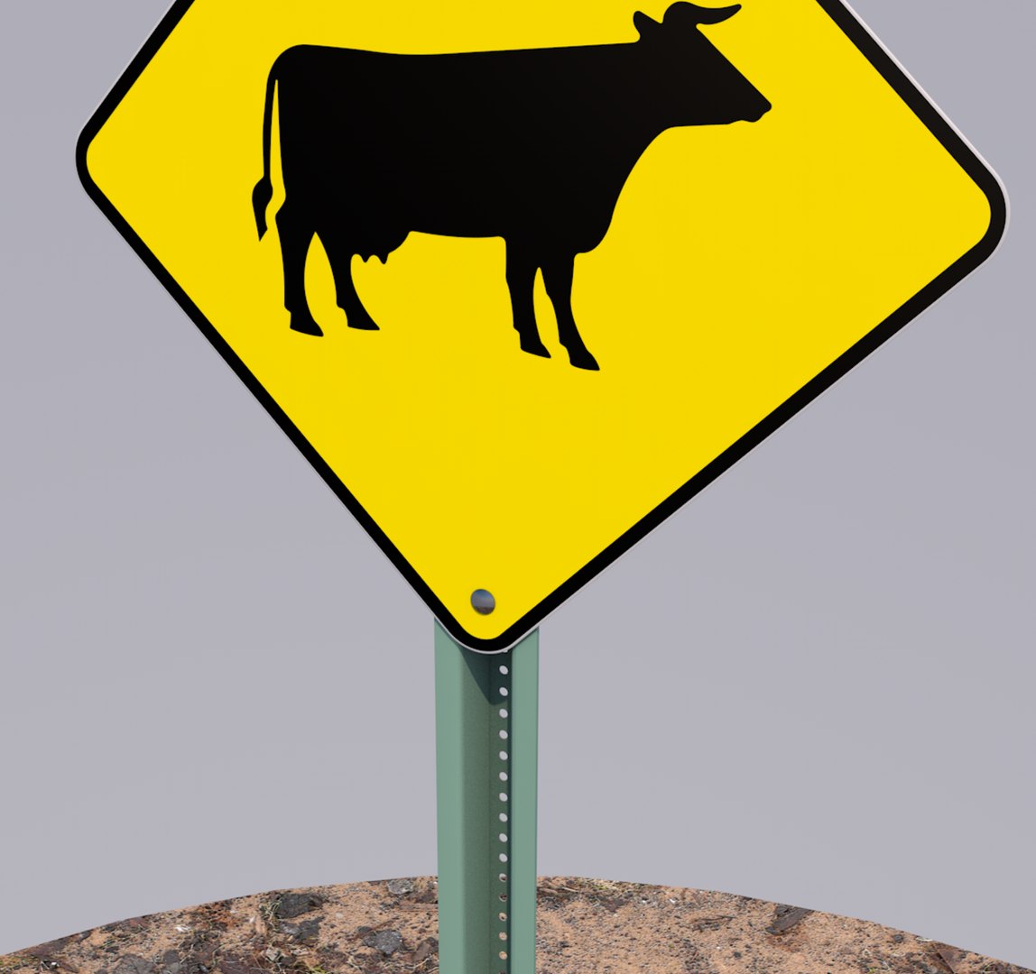 3D road sign cow - TurboSquid 1307931