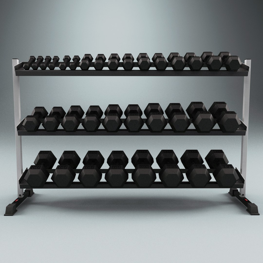3d Model 3 Tier Hex Dumbbell