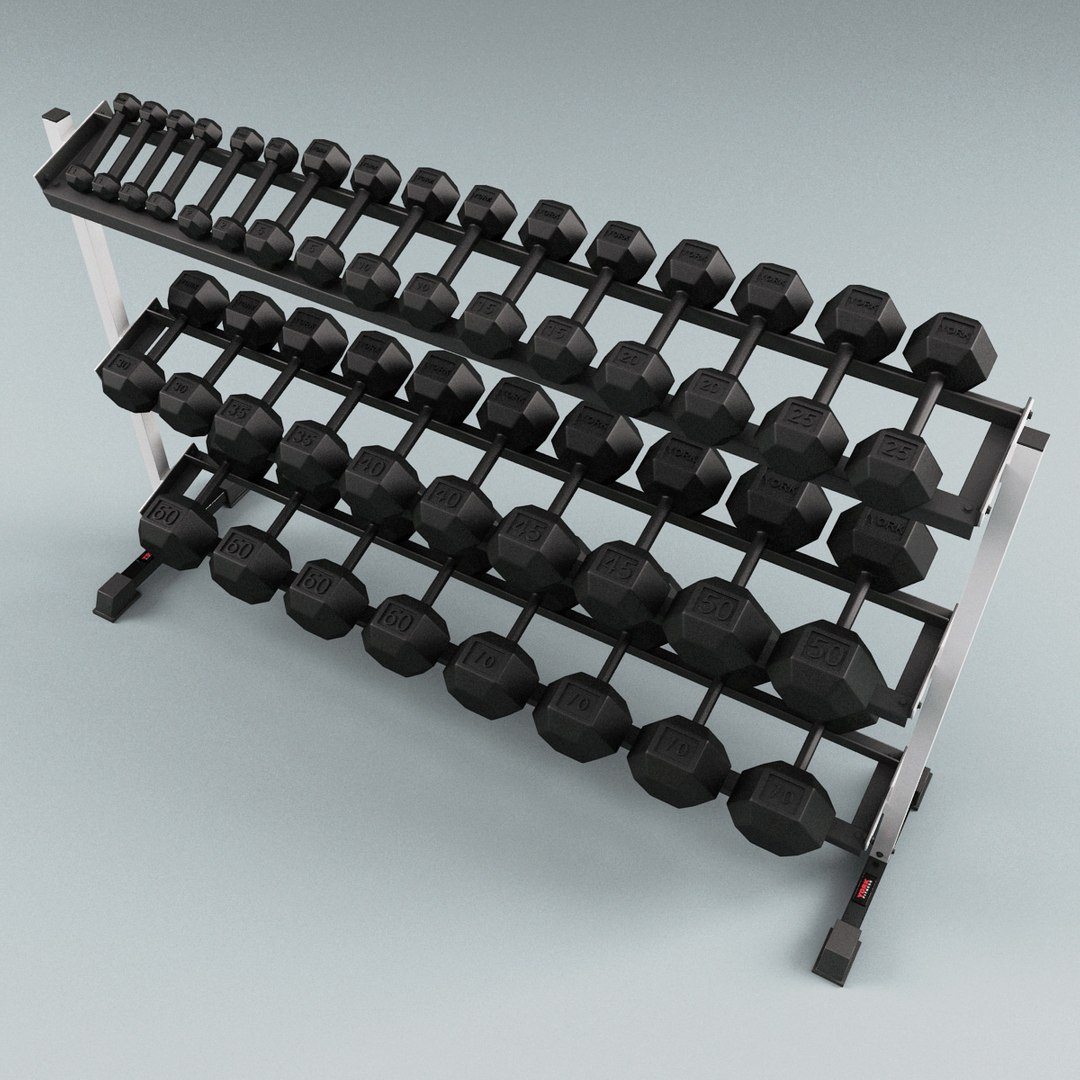 3d Model 3 Tier Hex Dumbbell