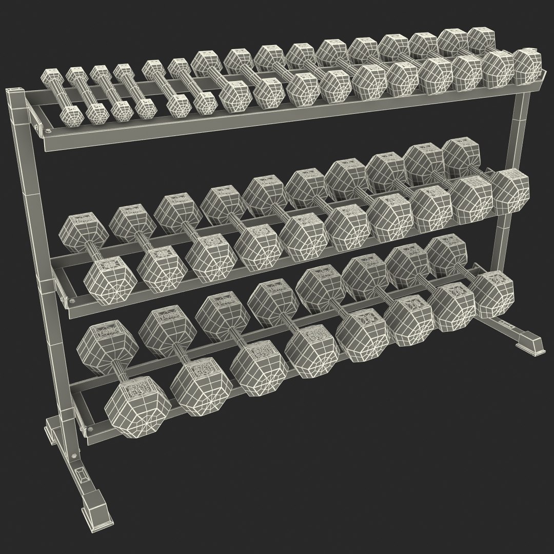 3d Model 3 Tier Hex Dumbbell