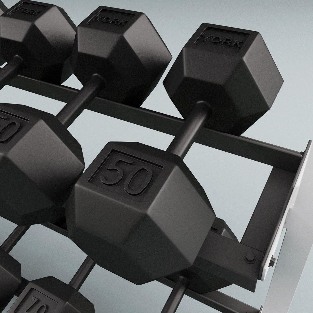 3d Model 3 Tier Hex Dumbbell