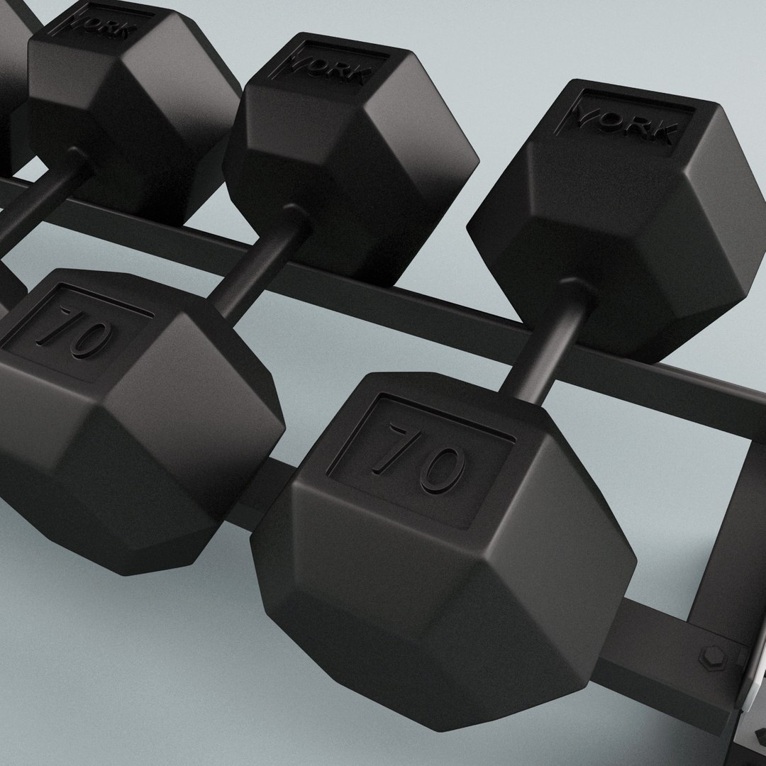 3d Model 3 Tier Hex Dumbbell