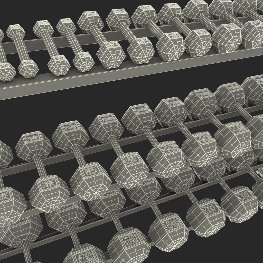 3d Model 3 Tier Hex Dumbbell
