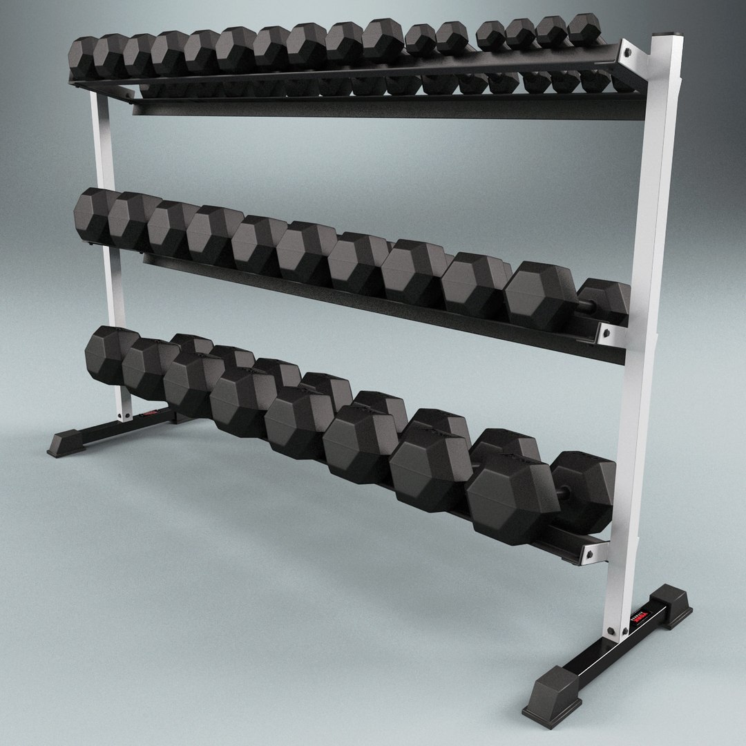 3d Model 3 Tier Hex Dumbbell