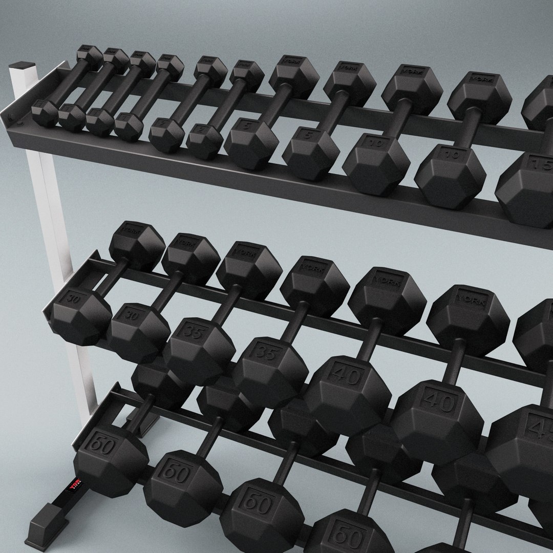 3d Model 3 Tier Hex Dumbbell