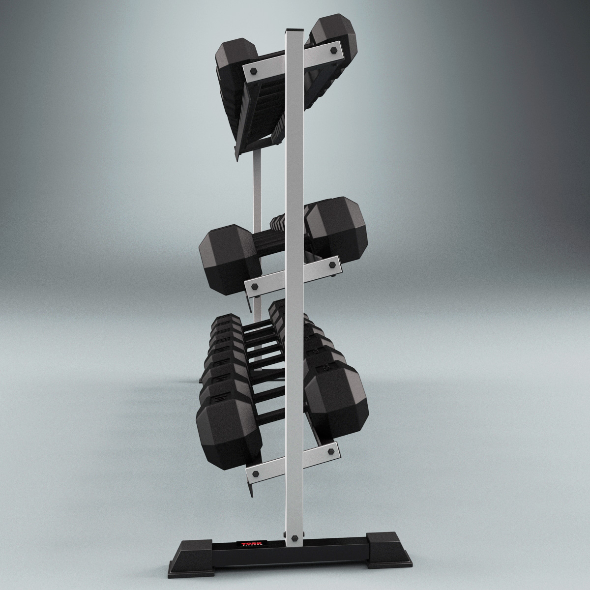 3d model 3 tier hex dumbbell