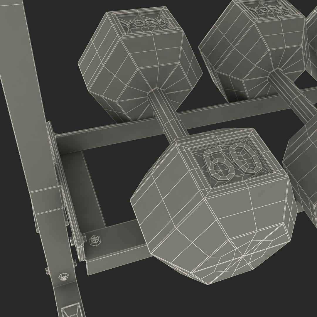 3d Model 3 Tier Hex Dumbbell