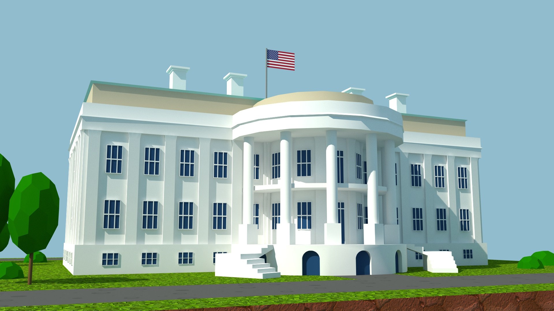3D White House Low Poly Cartoon - TurboSquid 2032421