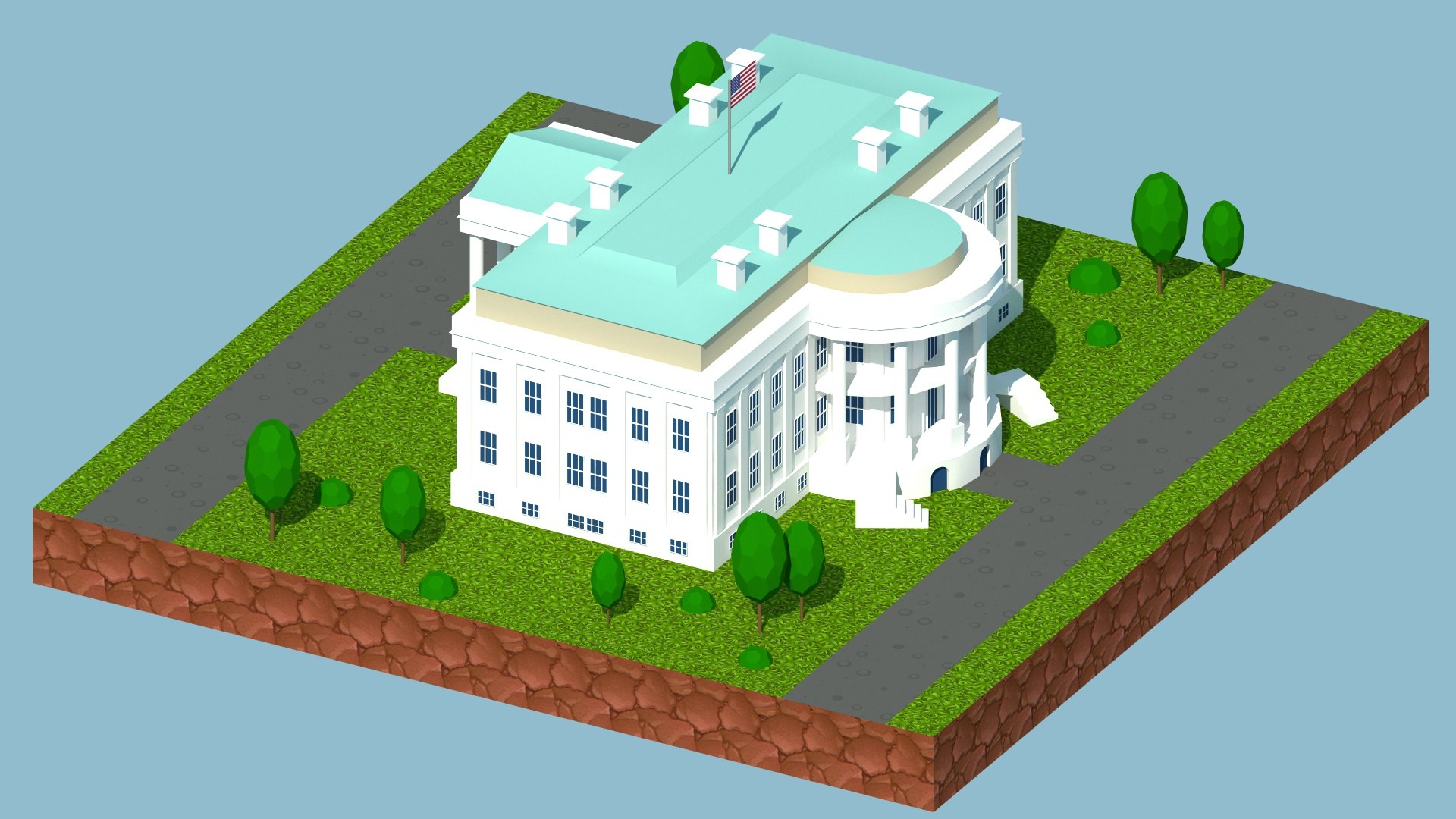 3D White House Low Poly Cartoon - TurboSquid 2032421