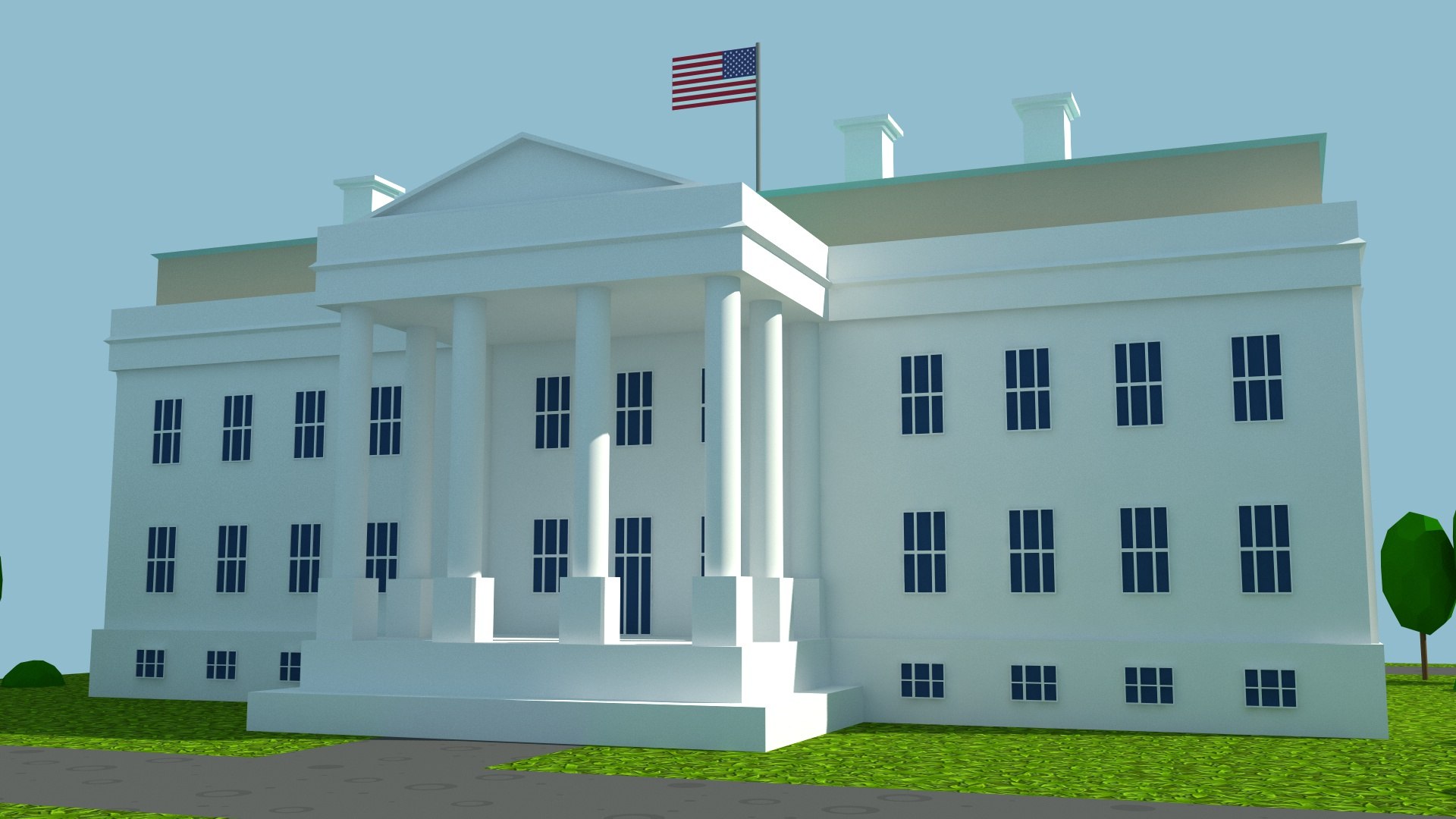 3D White House Low Poly Cartoon - TurboSquid 2032421