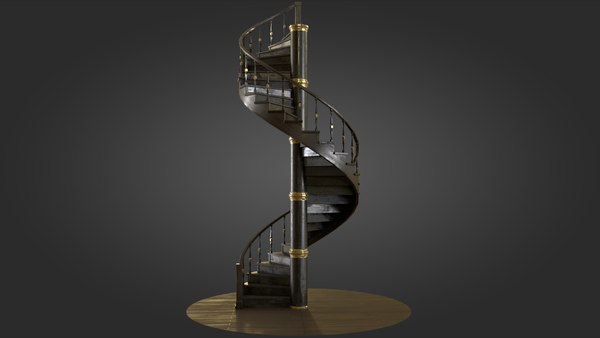 modelo 3d Escalera de caracol antigua marrón - PBR - TurboSquid 1834320