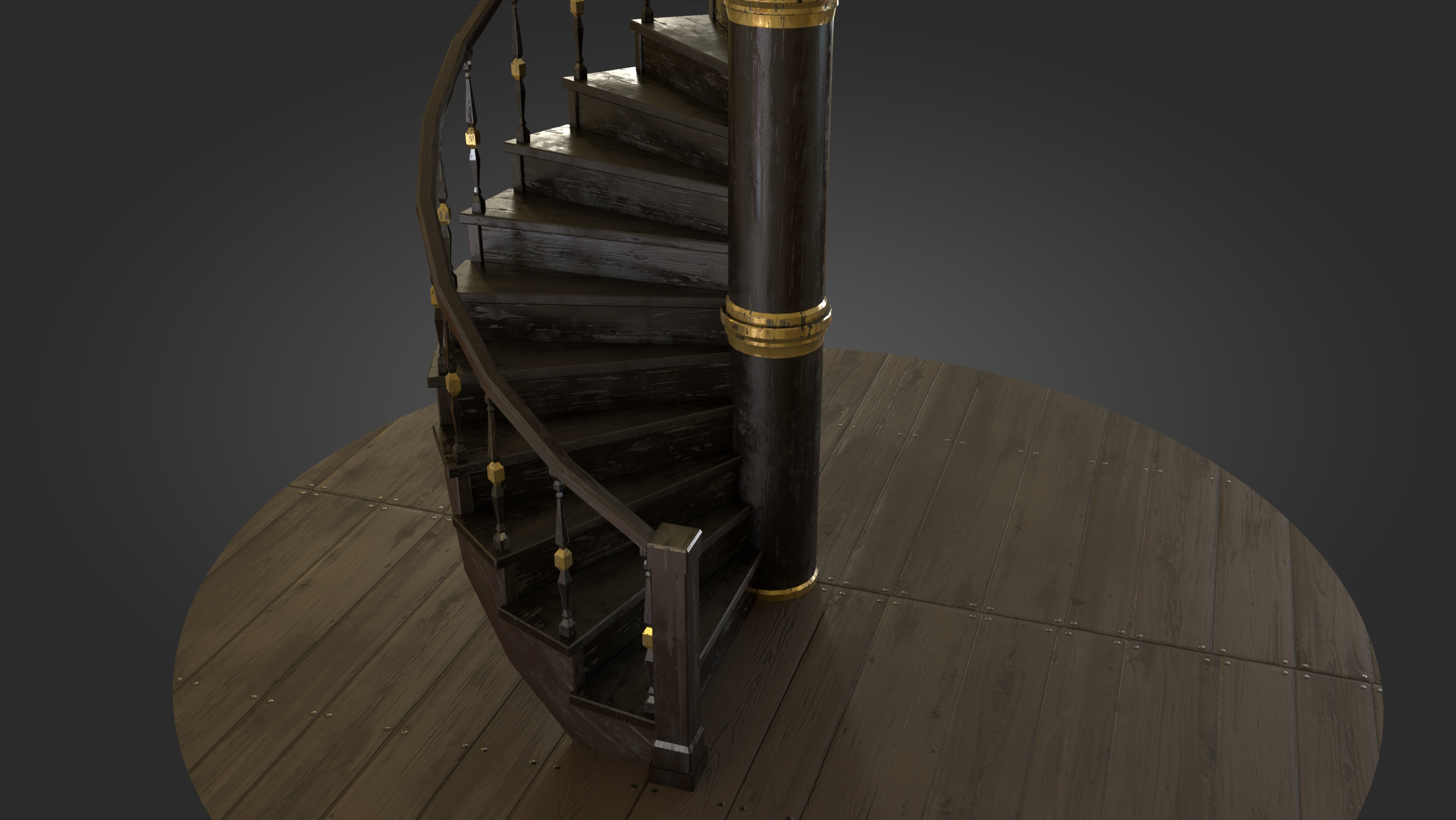 modelo 3d Escalera de caracol antigua marrón - PBR - TurboSquid 1834320