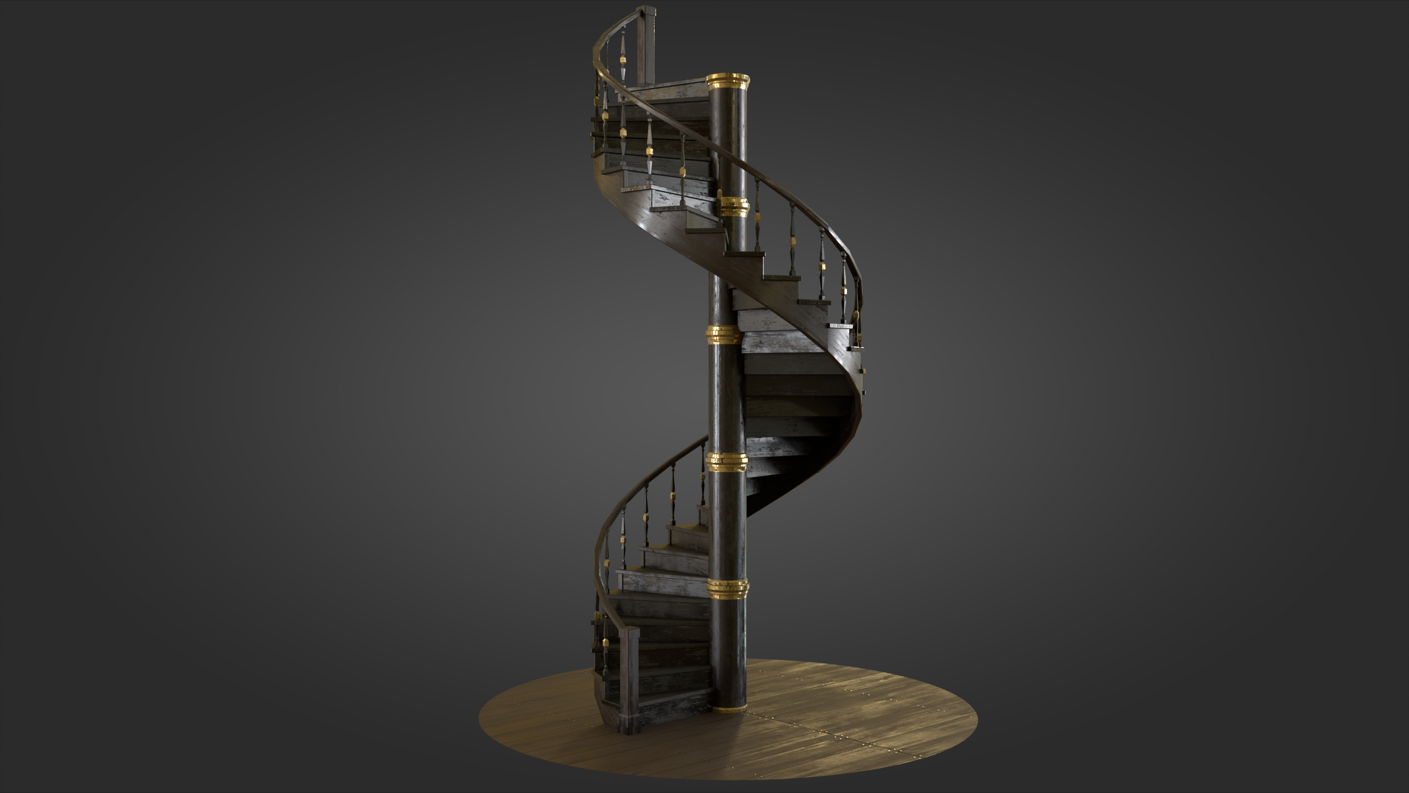 modelo 3d Escalera de caracol antigua marrón - PBR - TurboSquid 1834320