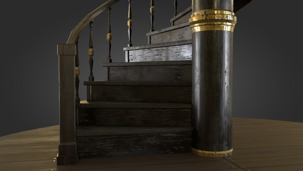 3D Antique Spiral Staircase Brown - PBR model - TurboSquid 1834320