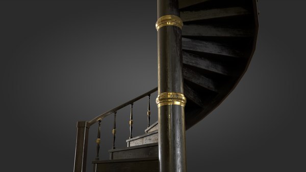 modelo 3d Escalera de caracol antigua marrón - PBR - TurboSquid 1834320