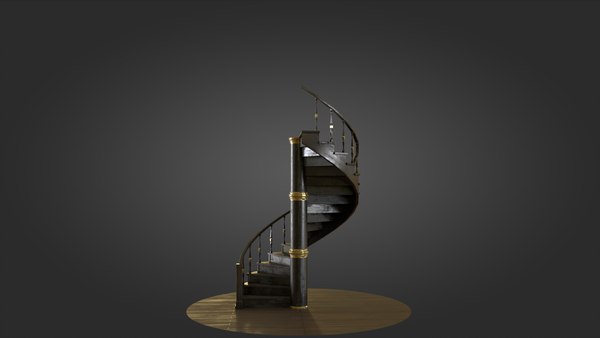 modelo 3d Escalera de caracol antigua marrón - PBR - TurboSquid 1834320