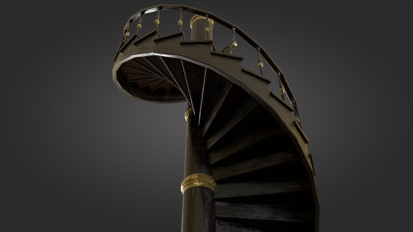 古董螺旋楼梯棕色 - PBR3D模型 - TurboSquid 1834320