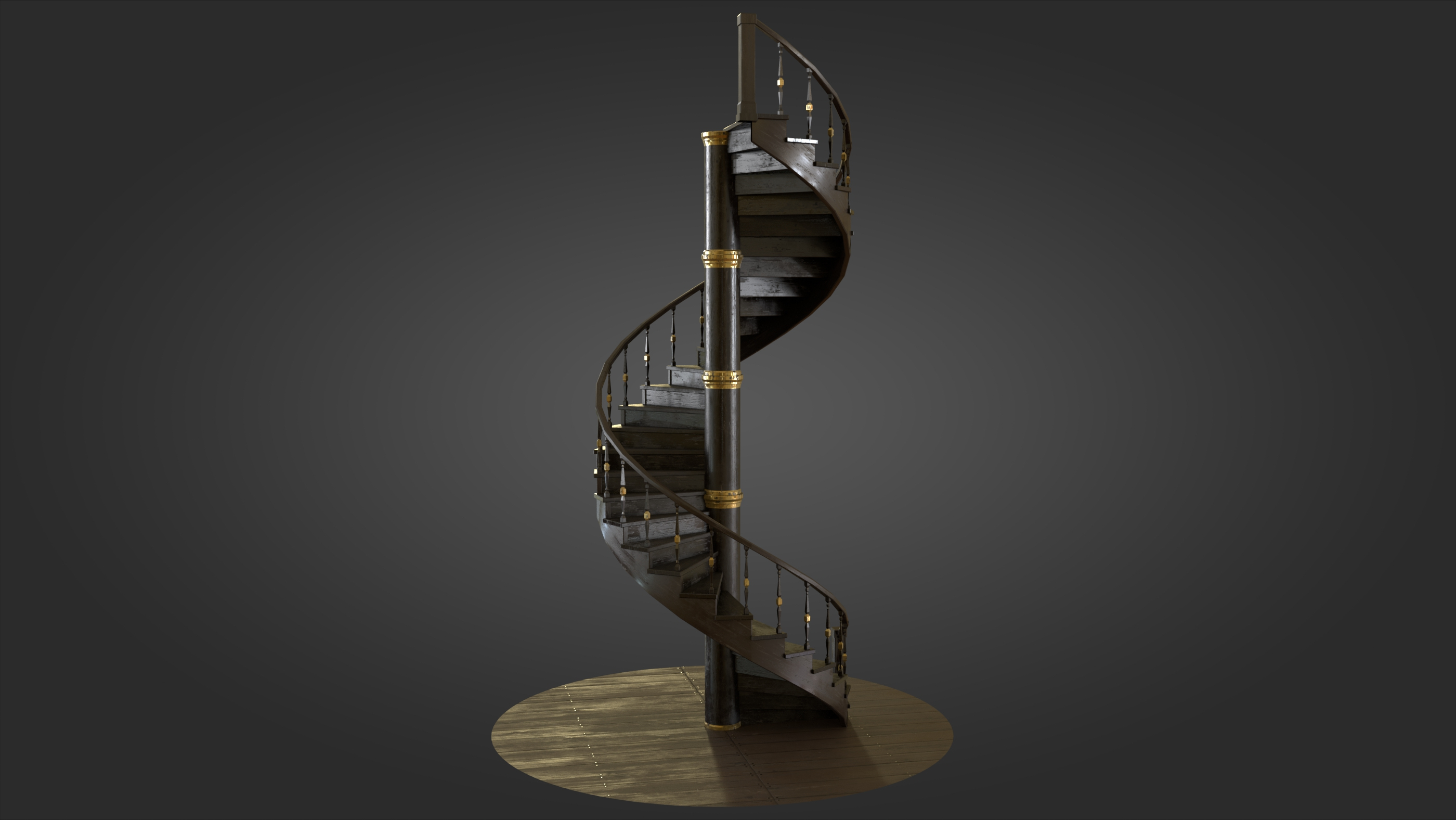modelo 3d Escalera de caracol antigua marrón - PBR - TurboSquid 1834320