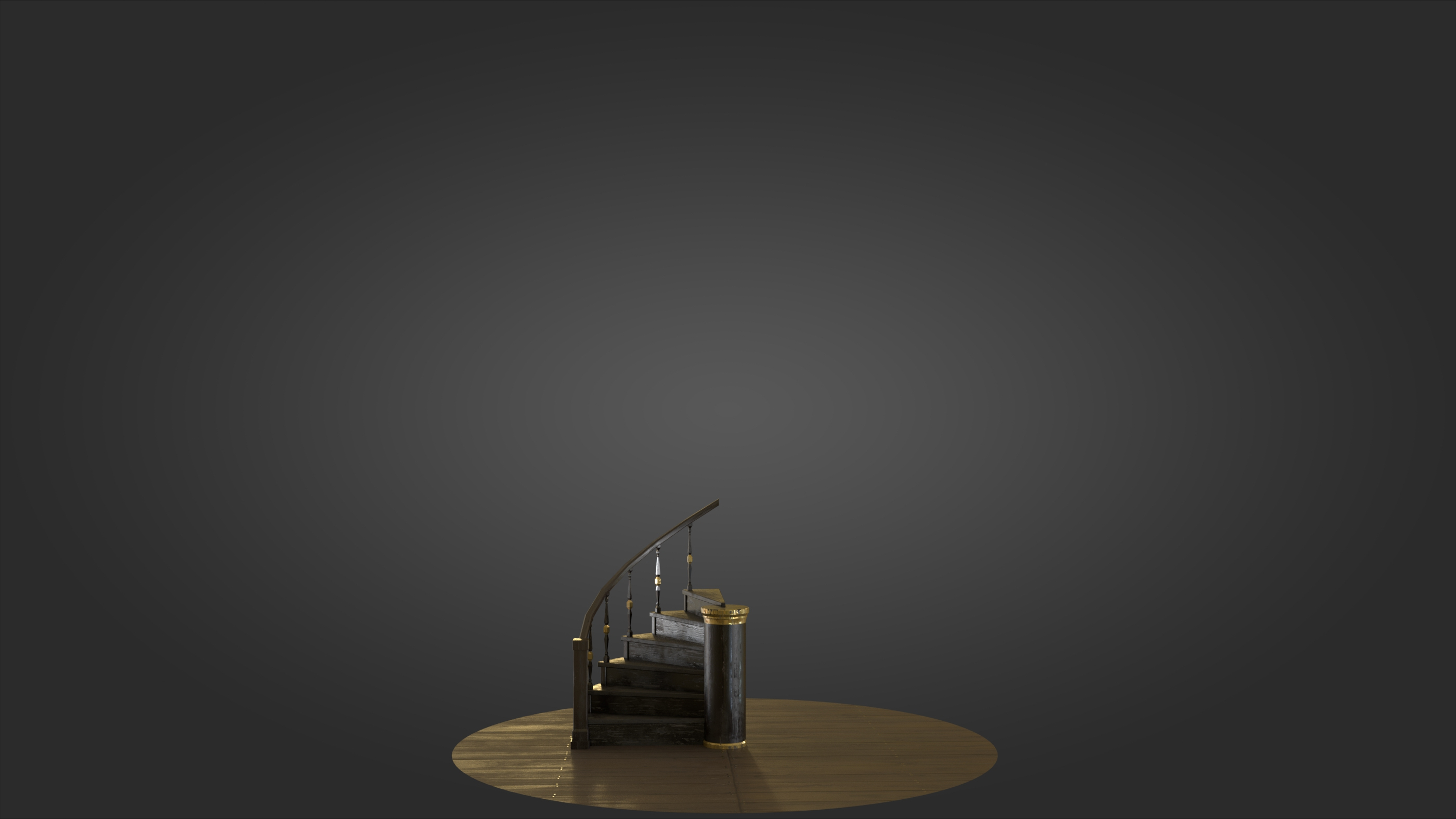 modelo 3d Escalera de caracol antigua marrón - PBR - TurboSquid 1834320