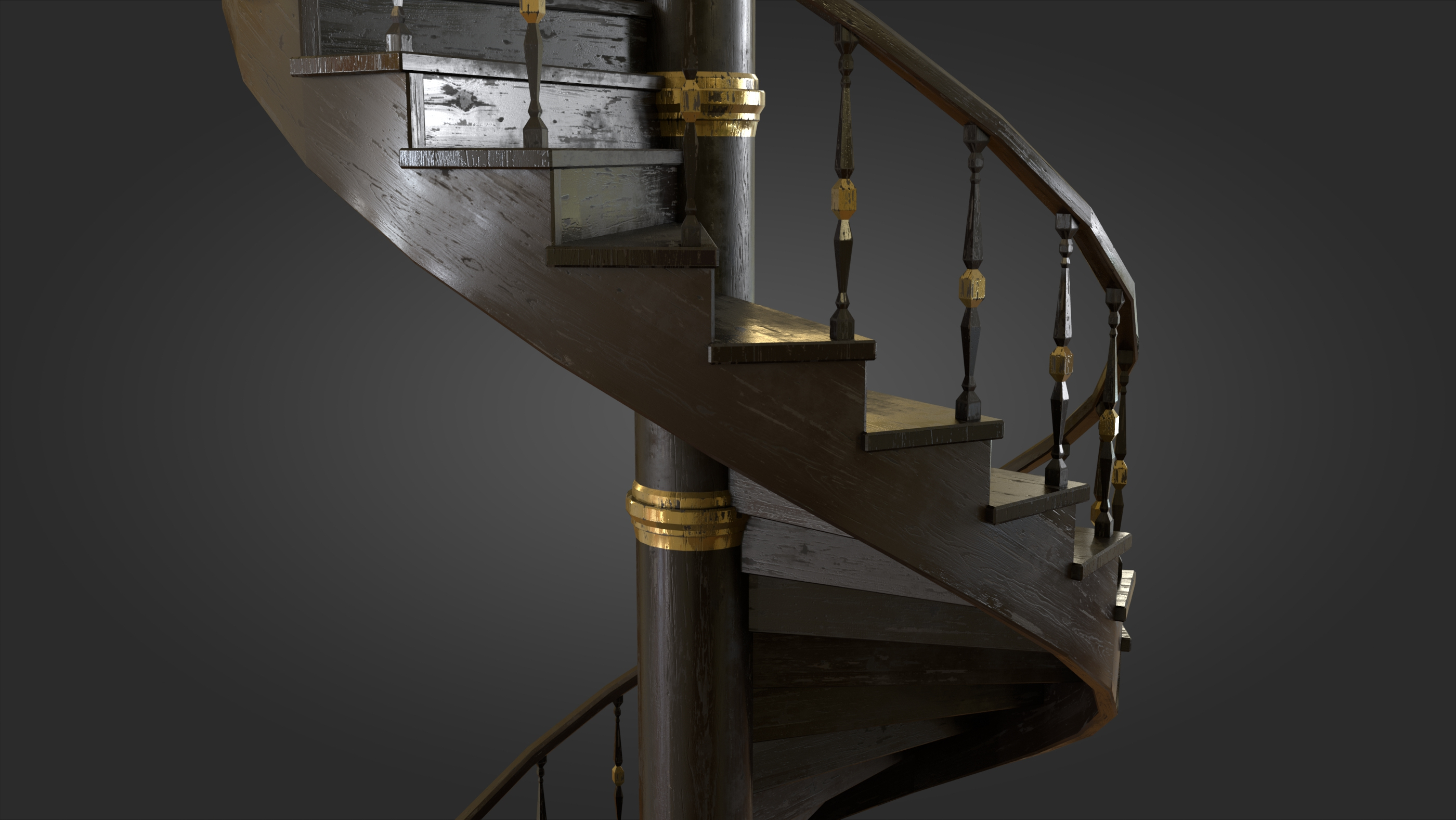 modelo 3d Escalera de caracol antigua marrón - PBR - TurboSquid 1834320
