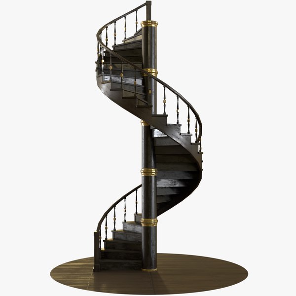 modelo 3d Escalera de caracol antigua marrón - PBR - TurboSquid 1834320