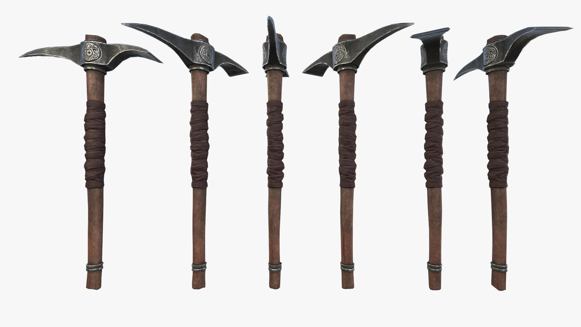 3D Fantasy Axe RPG Pickaxe Mattock Double Axe Great Axe Battle Axe ...