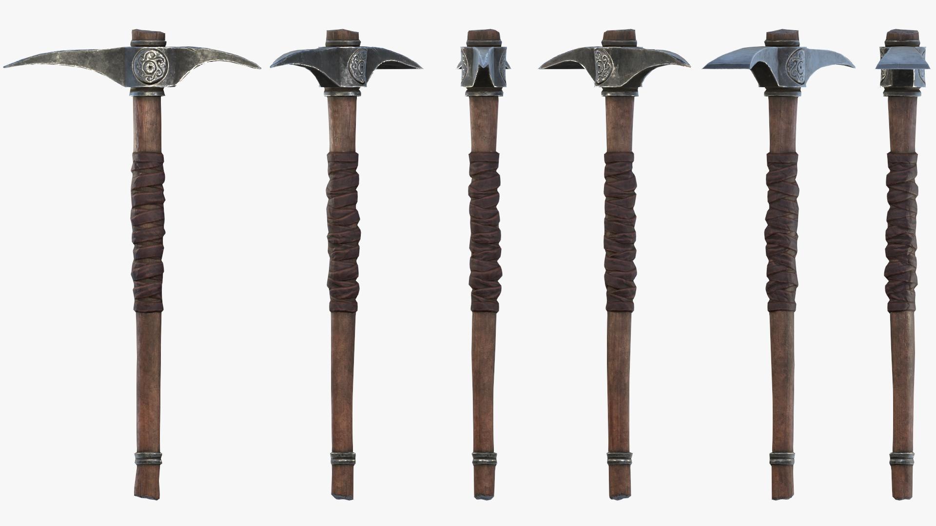 3D Fantasy Axe RPG Pickaxe Mattock Double Axe Great Axe Battle Axe ...