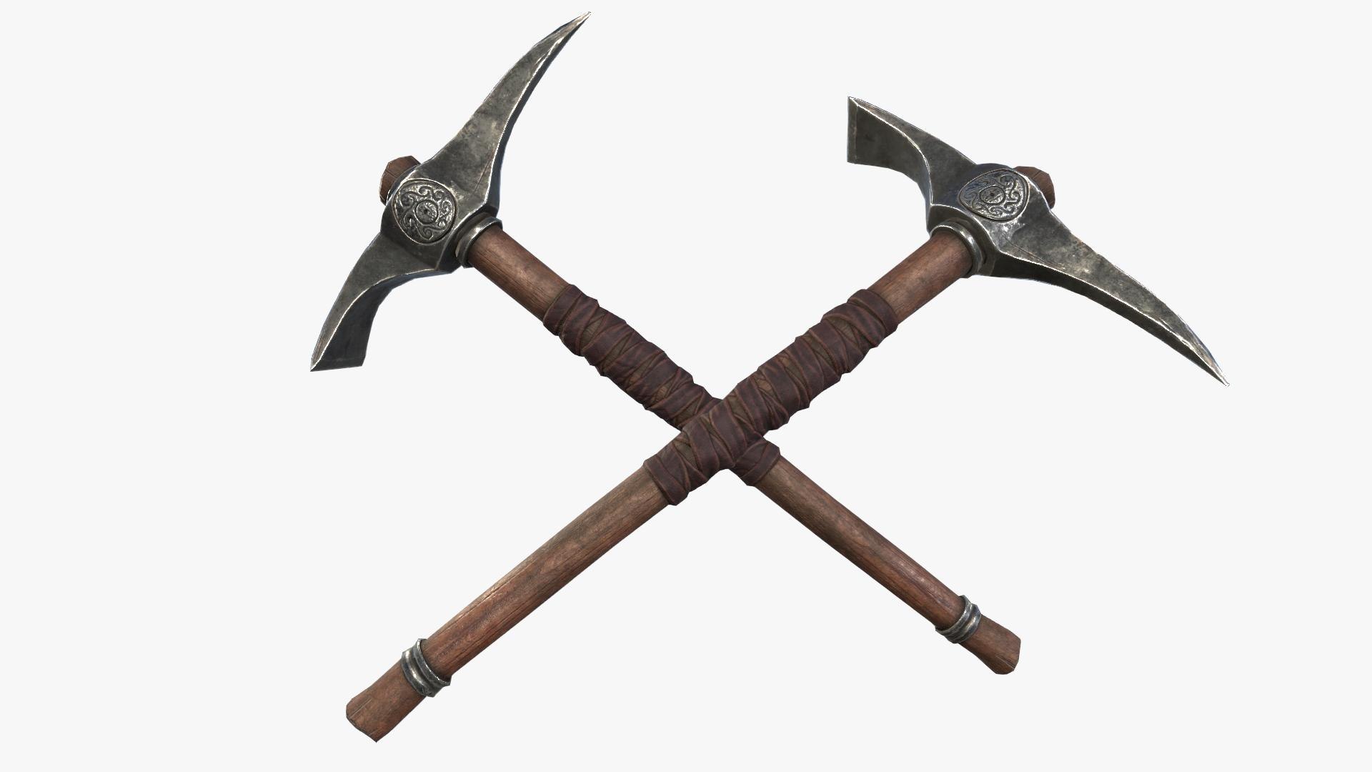 3D Fantasy Axe RPG Pickaxe Mattock Double Axe Great Axe Battle Axe Great-axe Battle-axe Hand ...